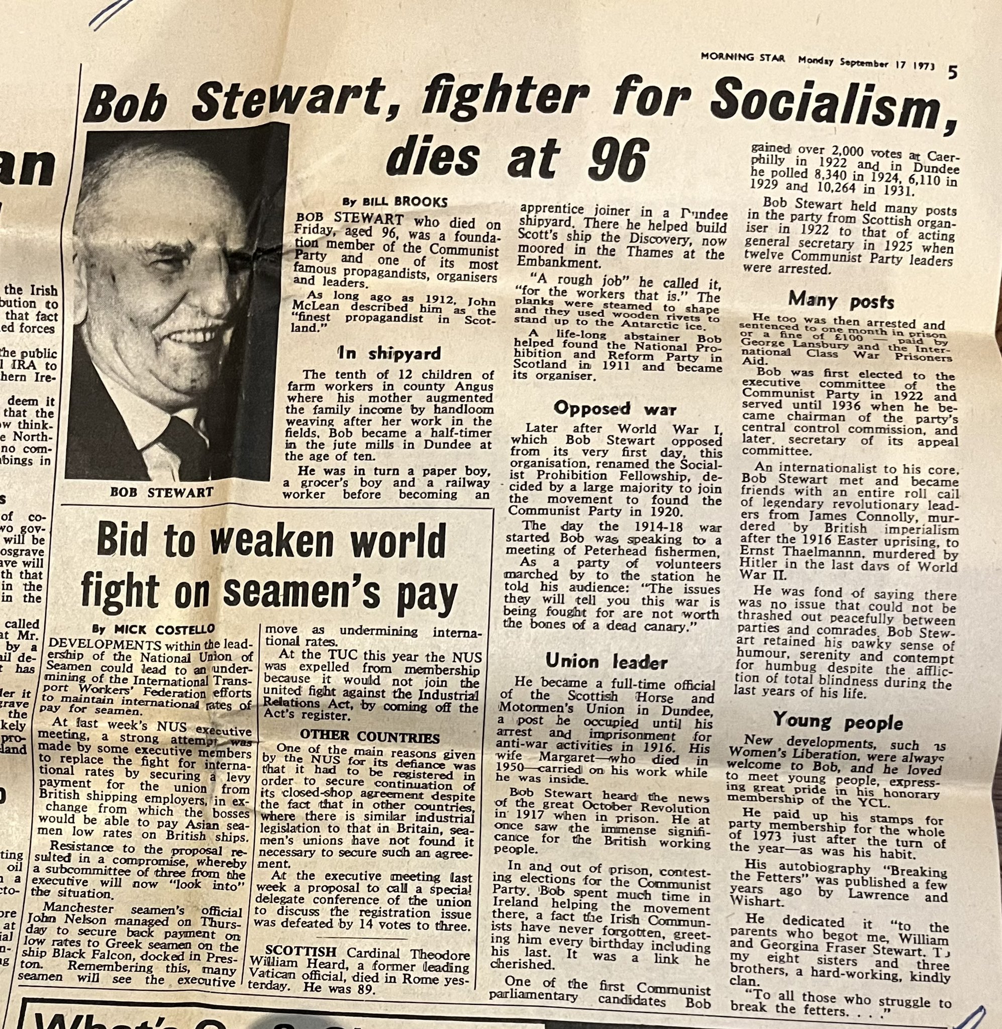 The 50th Anniversary of the Death of Bob Stewart. – Breaking the Fetters